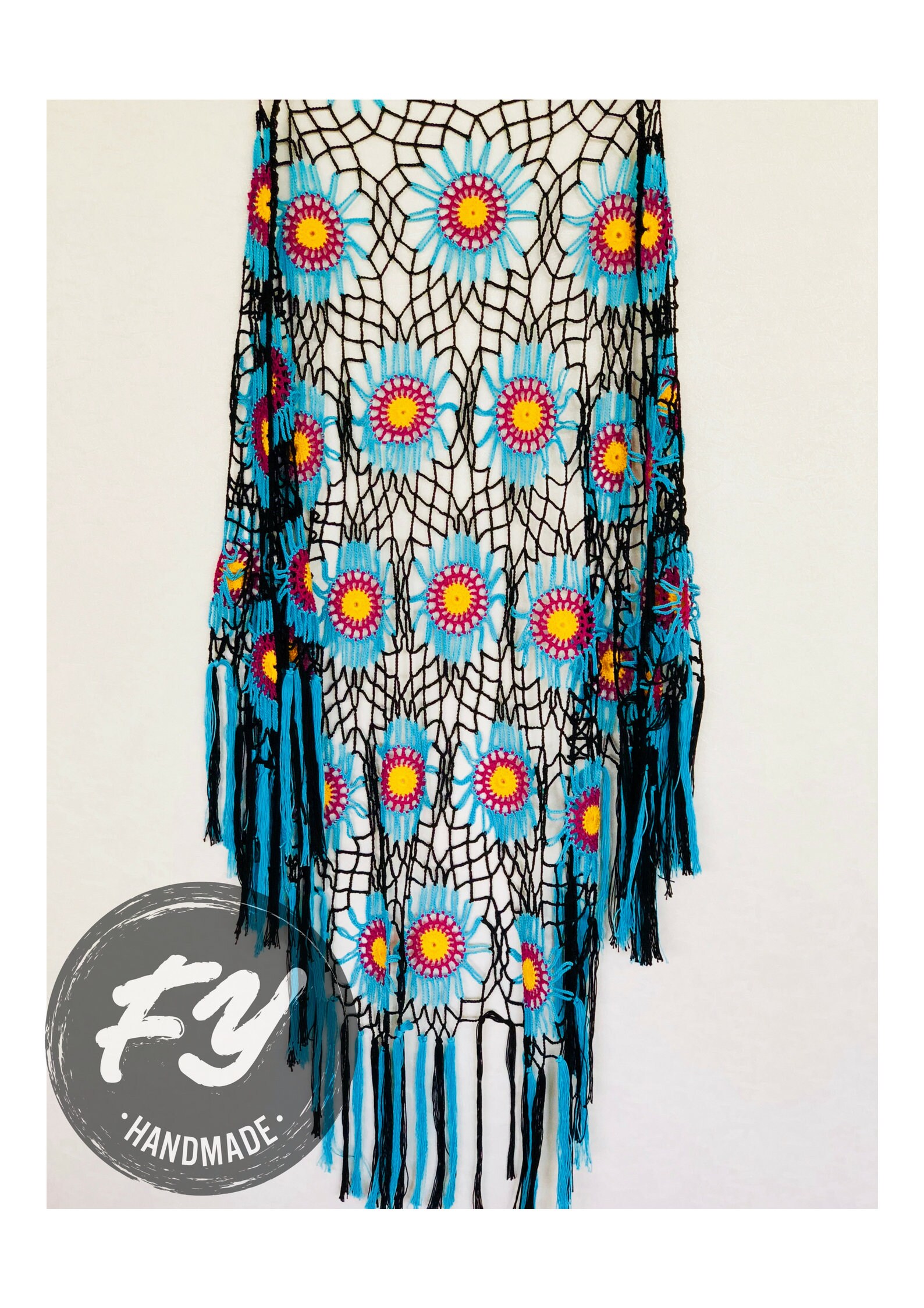 Colourfull Crochet Shawl Boho Gypsy Shawl Hippie Patchwork - Etsy