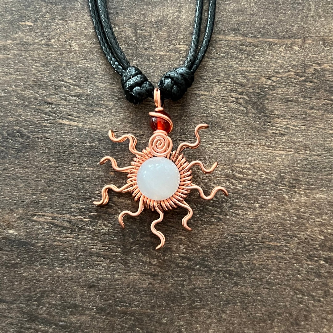 Handmade Rose Quartz Sun Copper Necklace - Etsy