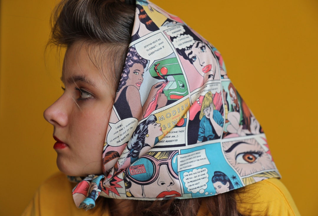 Bandana Comic Book Crying Girl. Cotton Bandana Crying Girl Comic Book ...