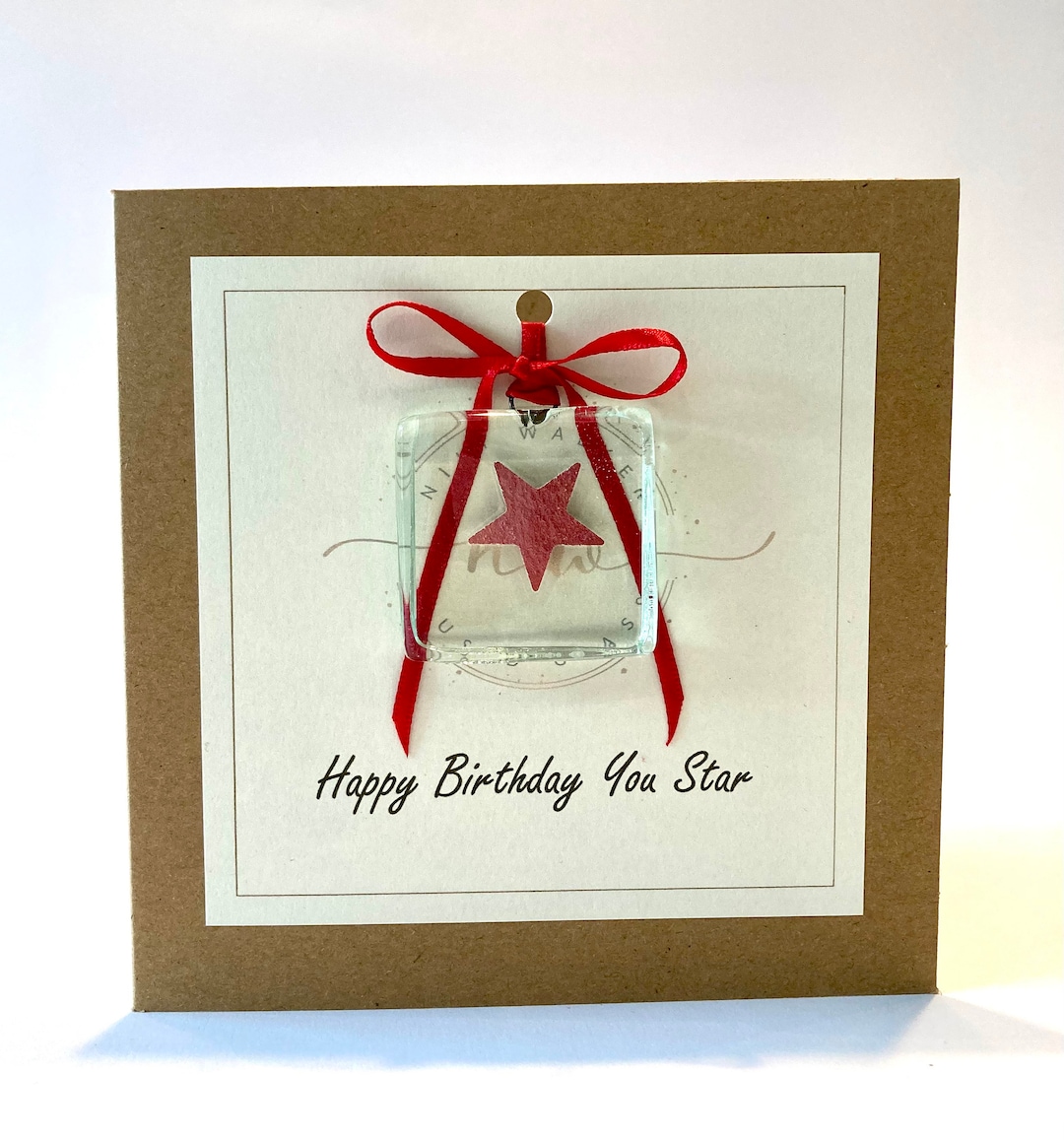 Happy Birthday You Star Card + Fused Glass Keepsake. Detachable Red ...