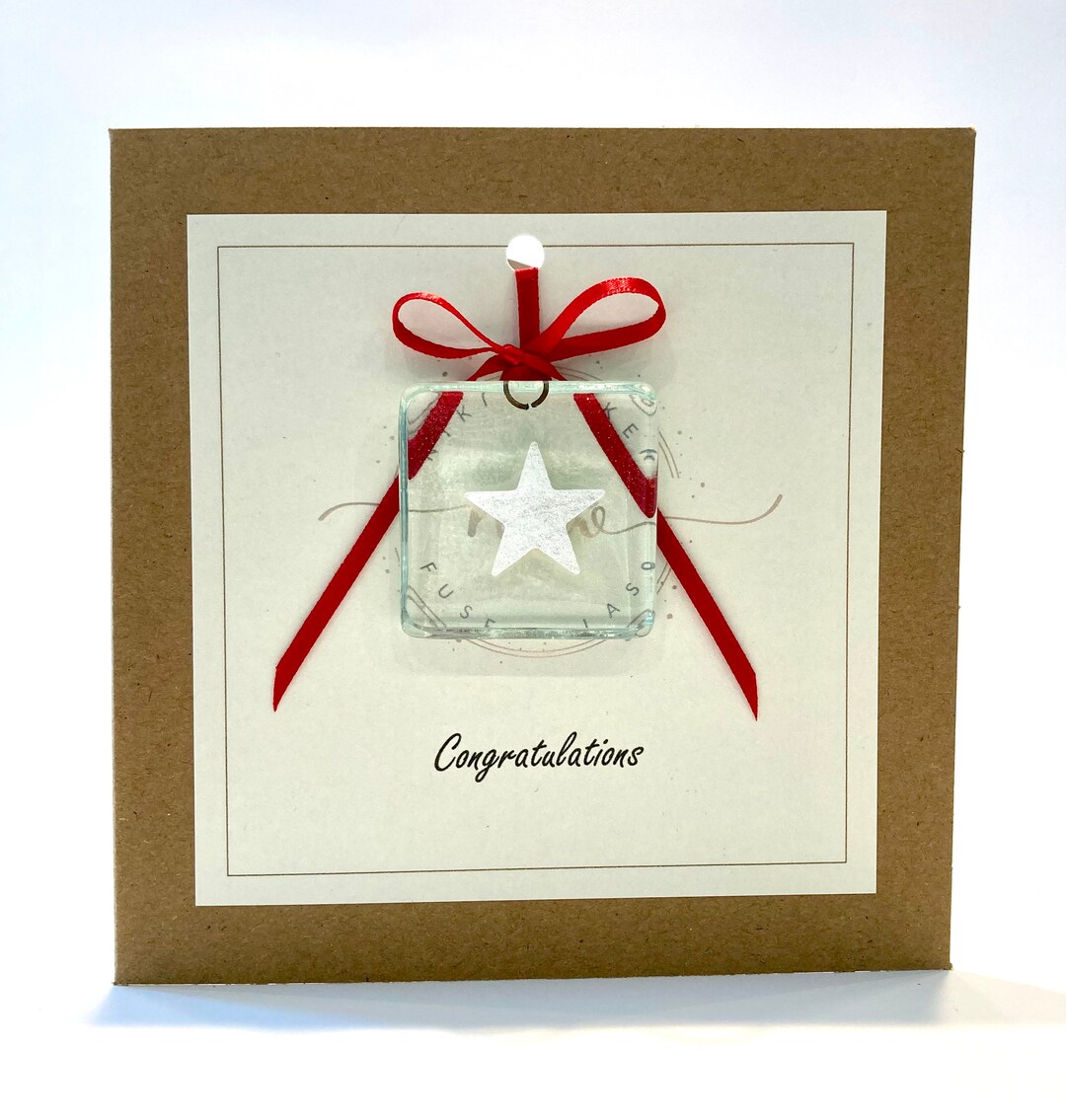 Congratulations Card With Fused Glass Sun Catcher/pocket Hug/keepsake ...