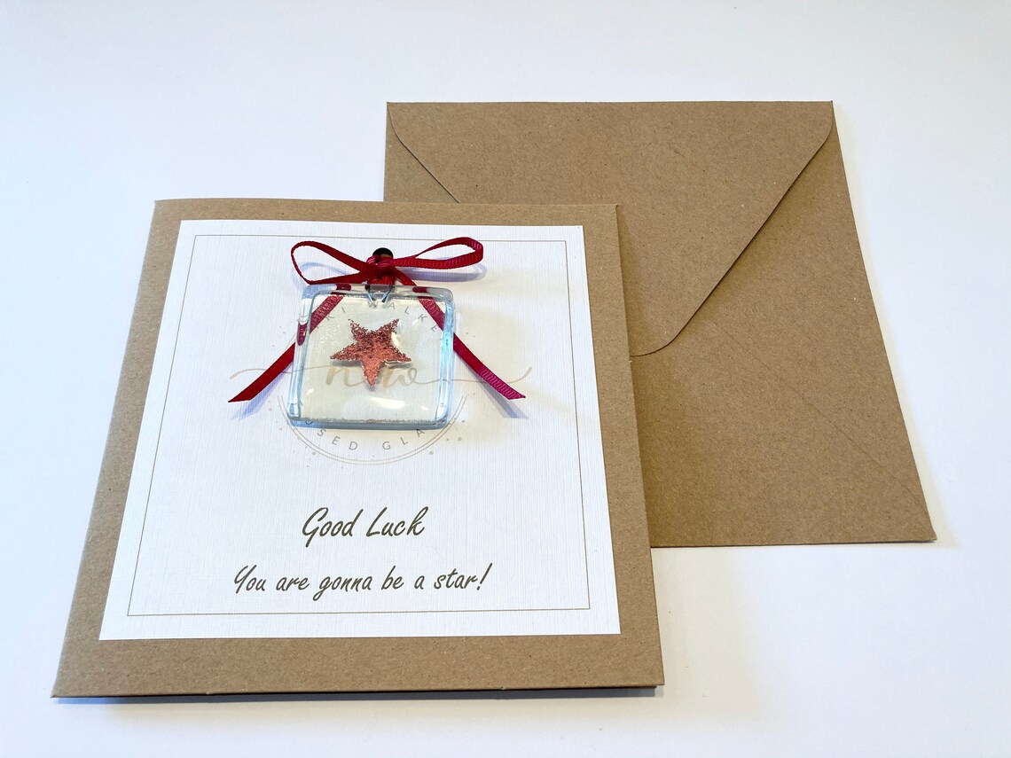 CUSTOMISE YOUR CARD. Any saying you like. Card & fused glass | Etsy