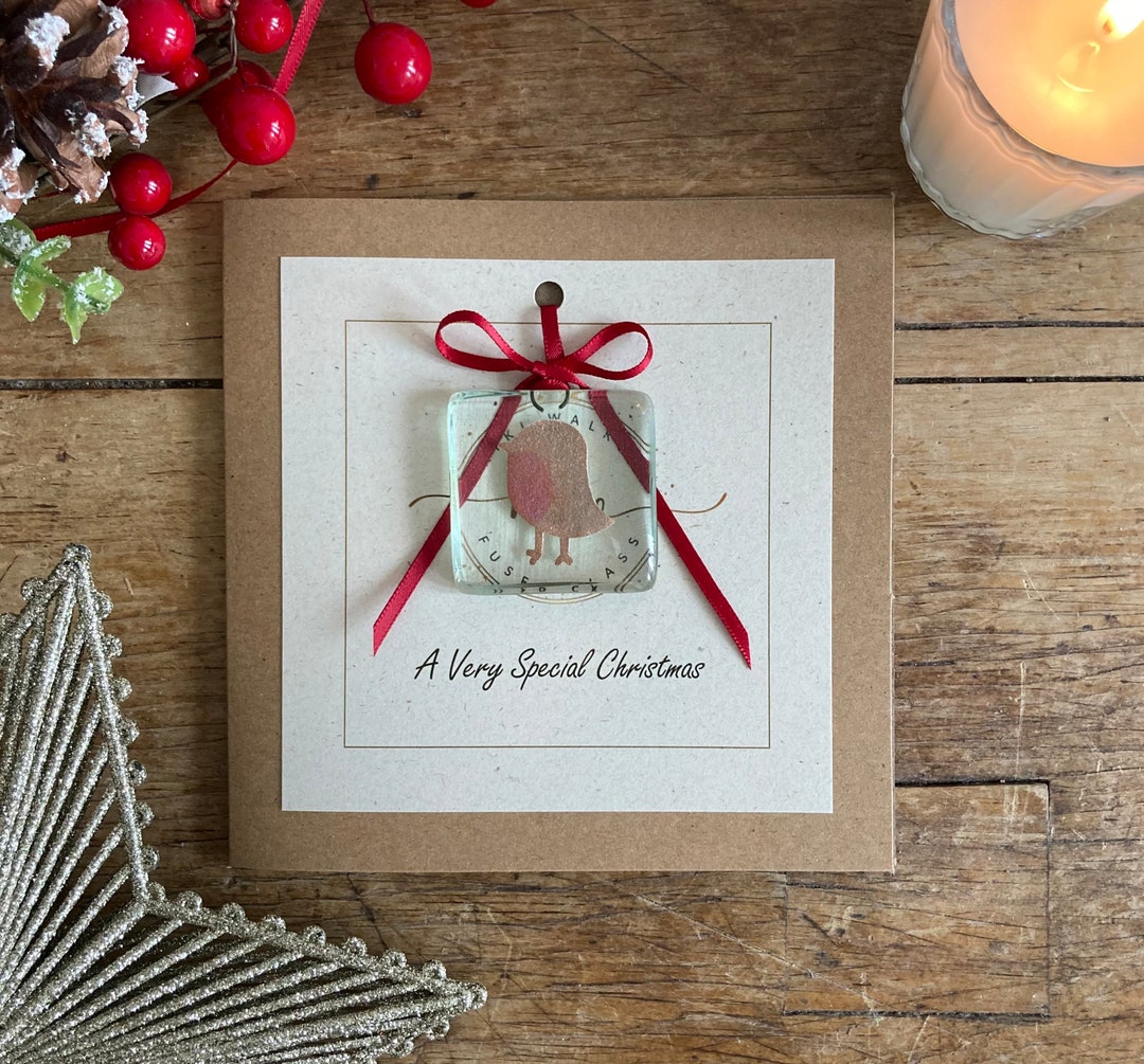 A Very Special Christmas. Handmade Card With Robin Fused Glass Forever ...