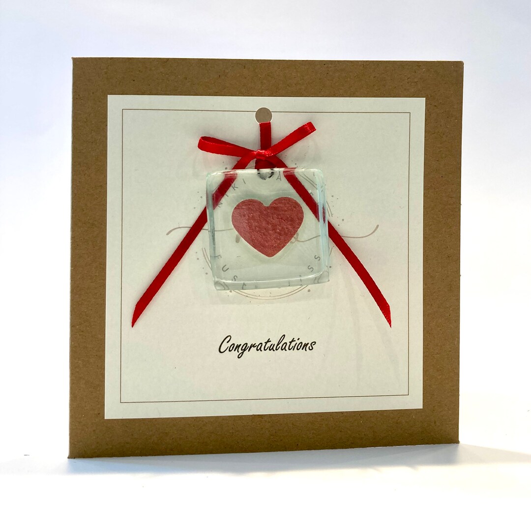 Handmade Congratulations Card: Fused Glass Heart Keepsake - Etsy