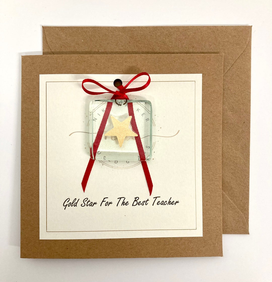 Teacher Card With Fused Glass Star Keepsake - Etsy