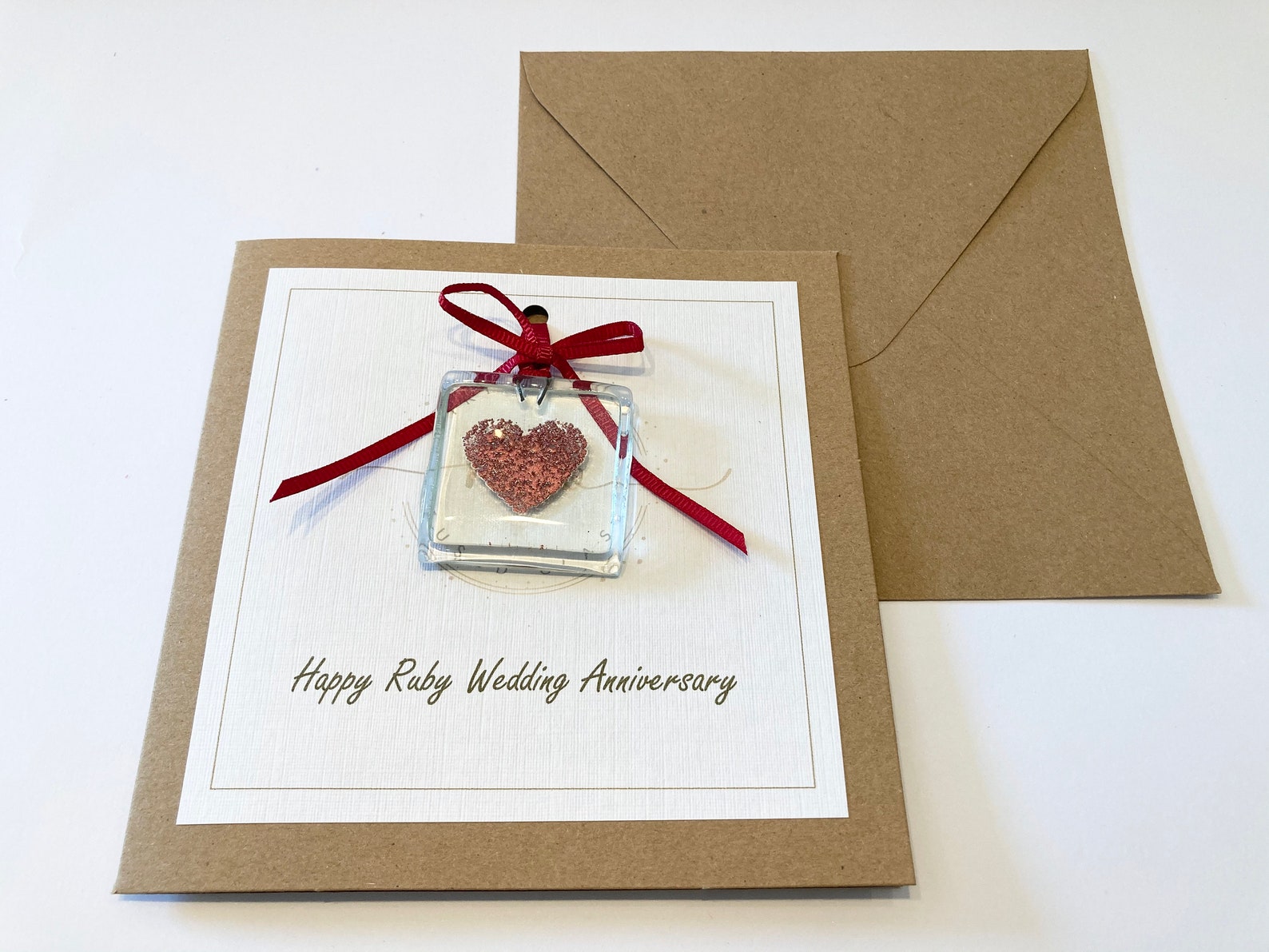 40 Year Ruby Wedding Anniversary Card With Fused Glass Forever - Etsy