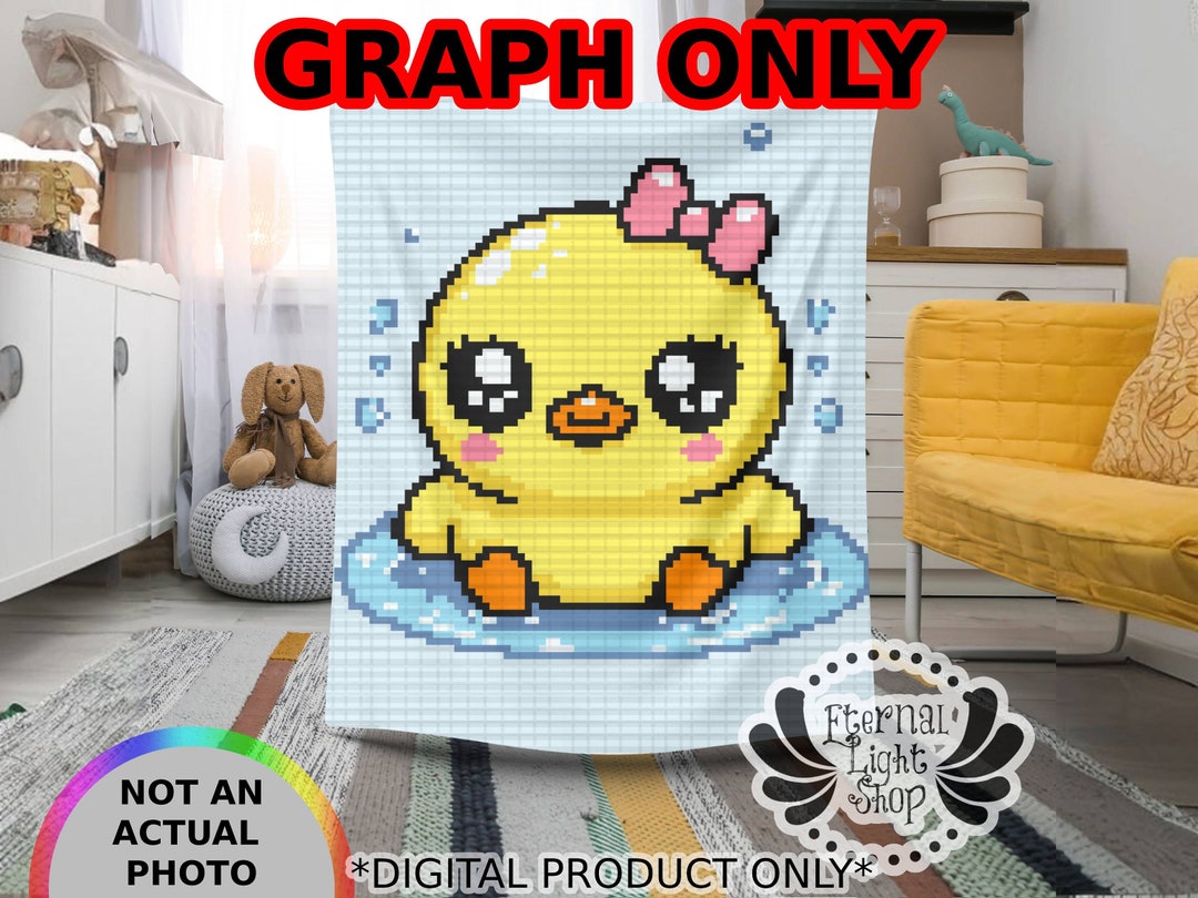 Kawaii Duck Graph Pattern for C2C, Cross Stitch, Knit, Tapestry Crochet ...