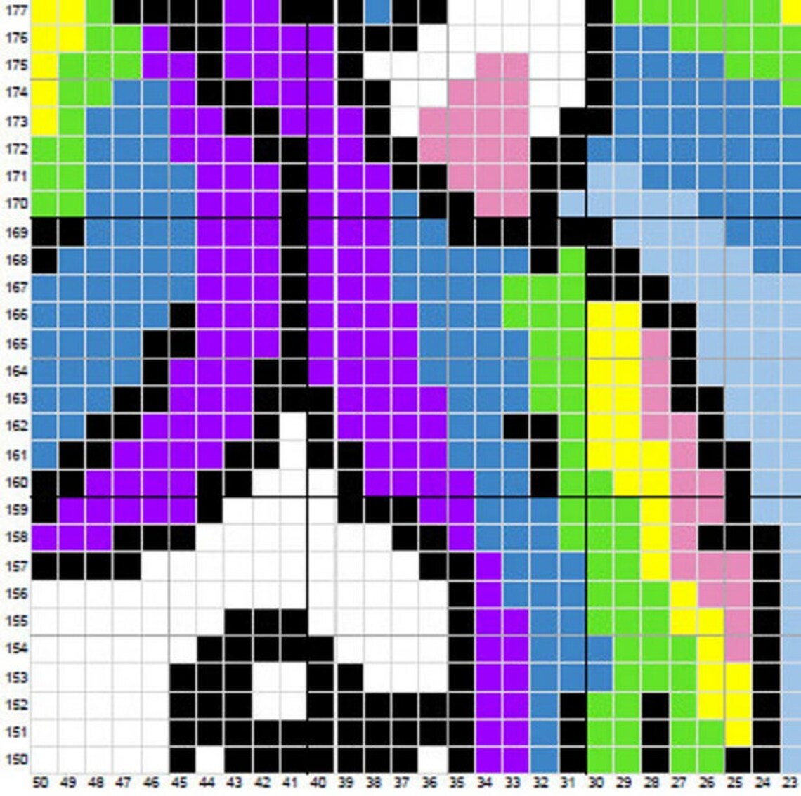 Unicorn Graph Pattern for C2C, Cross Stitch, Knit, Tapestry Crochet ...