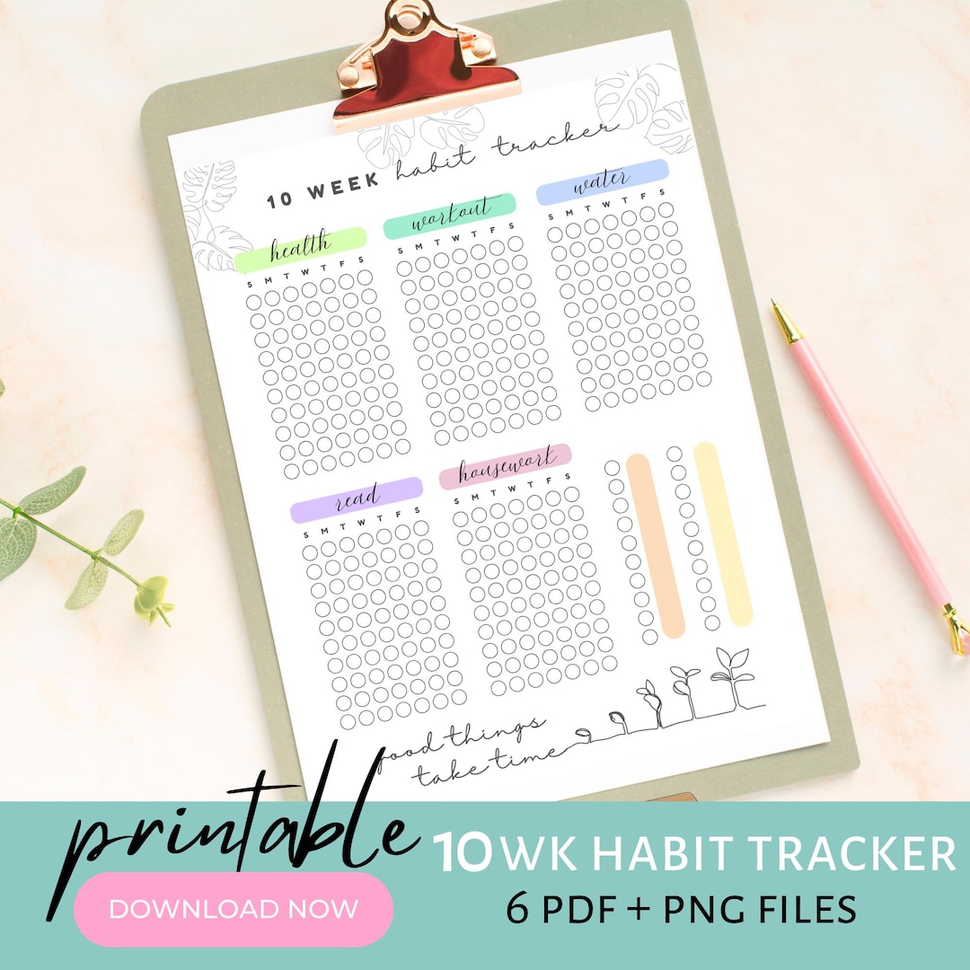 Printable 10 Week Habit Tracker - 4 Ready to Print Files - 11x17 8.5x11 ...