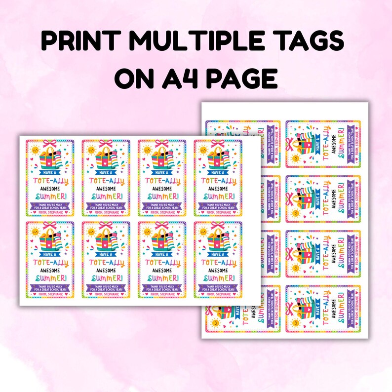 Editable Tote-ally Awesome Summer Tag Printable, Teacher Summer ...