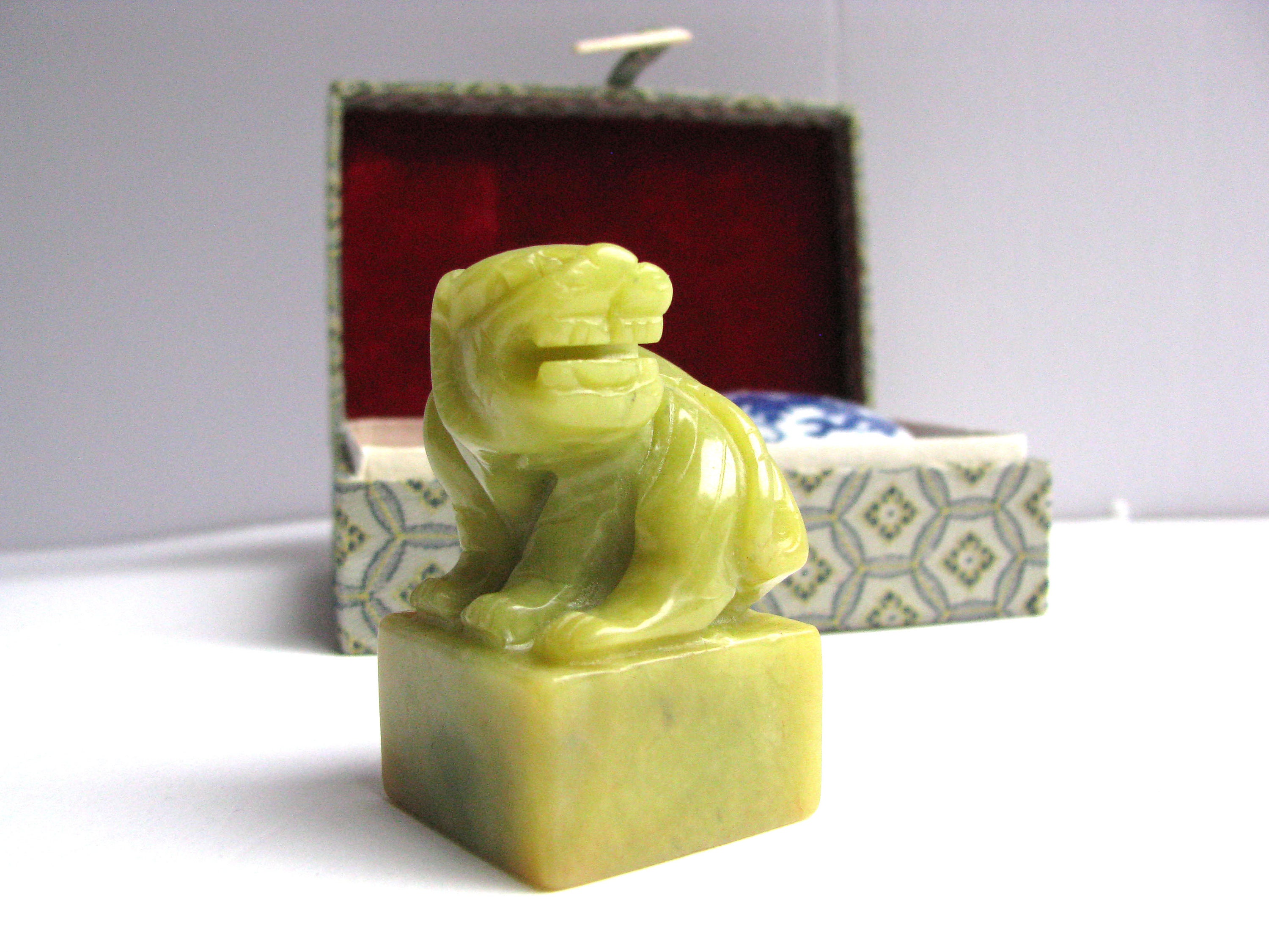 Vintage Chinese Carved Jade "donna" Stamp Seal, Ink & Box Ornament - Etsy
