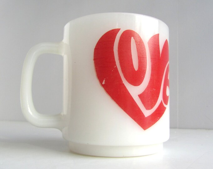 Vintage Love Milk Glass Mug - Etsy