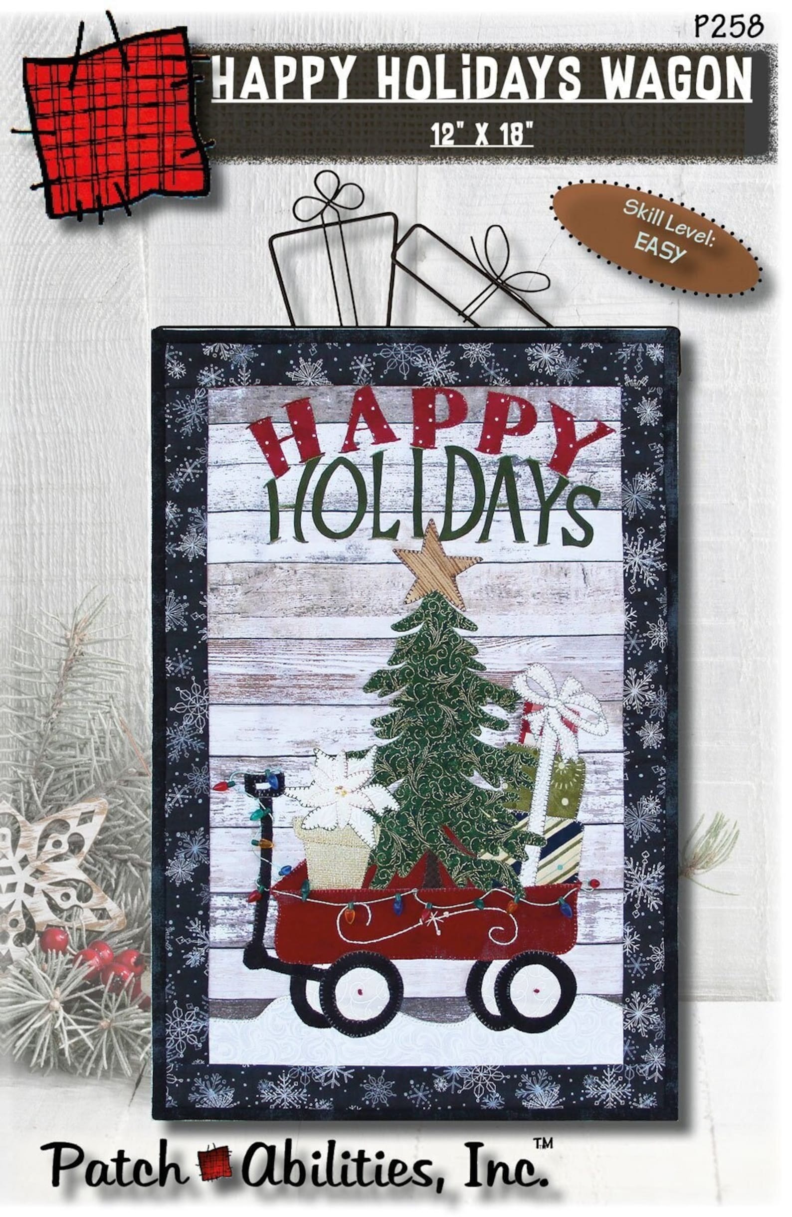P258 Happy Holidays Wagon Wall Hanging Instant PDF Digital Download Sewing Pattern by Patch ...