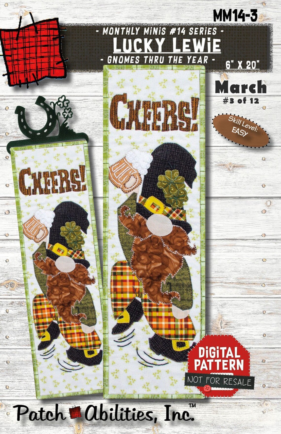 MM14-3 Lucky Lewie March Wall Hanging Instant PDF Download Monthly Mini ...