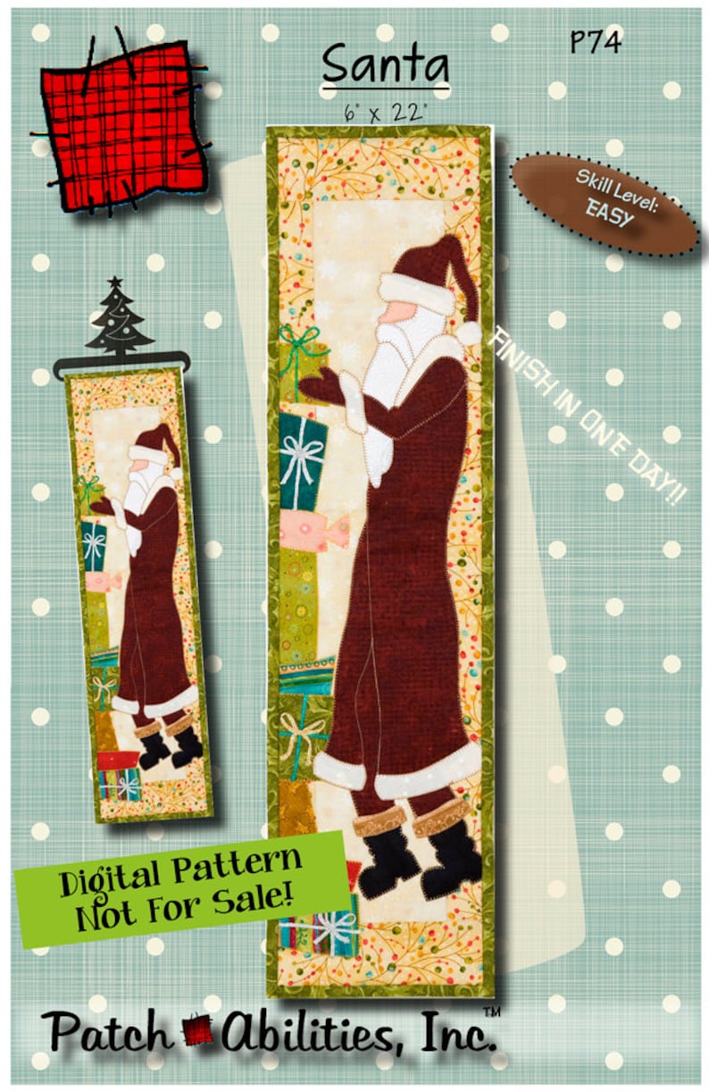 P74 Santa Wall Hanging Instant PDF Sewing Pattern Download by Patch Abilities, Inc. - Etsy