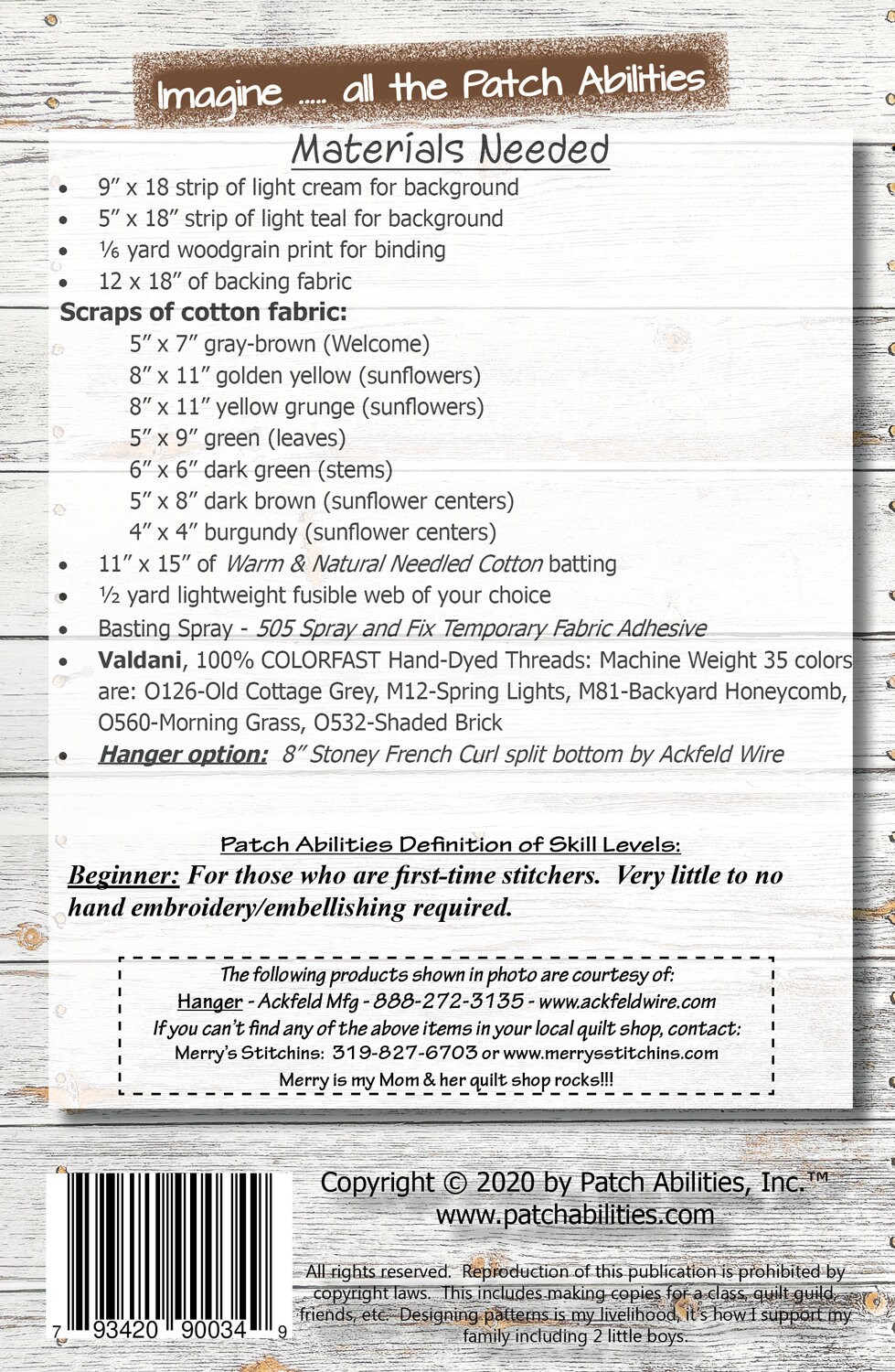 P247 Welcome Sunflower Wall Hanging Instant PDF Sewing Pattern Download by Patch Abilities, Inc ...