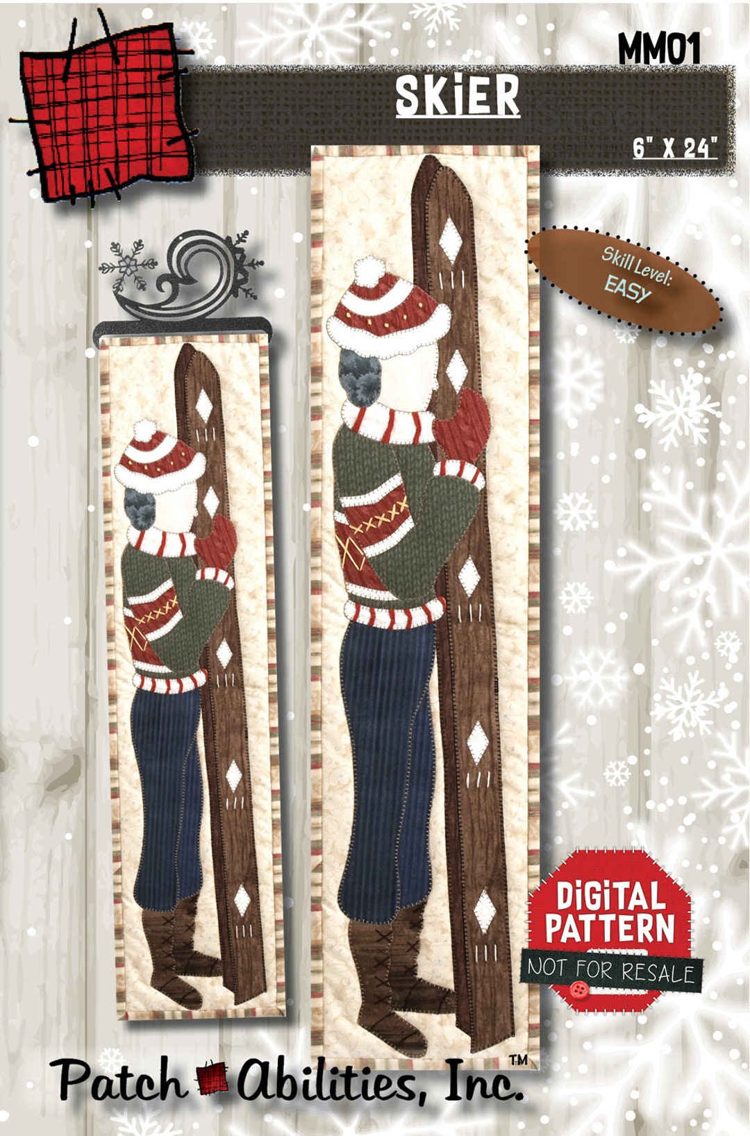 MM01 Skier Wall Hanging Instant PDF Sewing Pattern Download by Patch ...