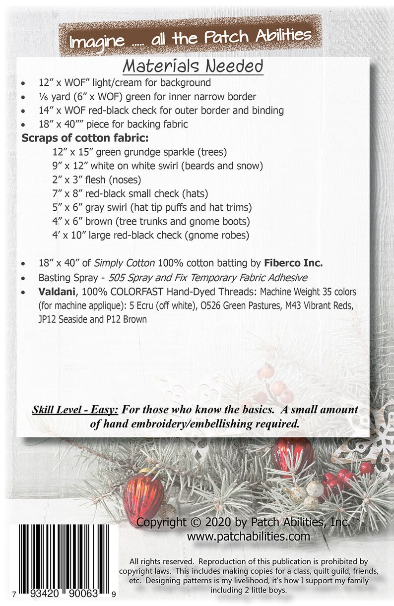 P263 Home With A Gnome Table Runner Instant PDF Digital Download Sewing ...