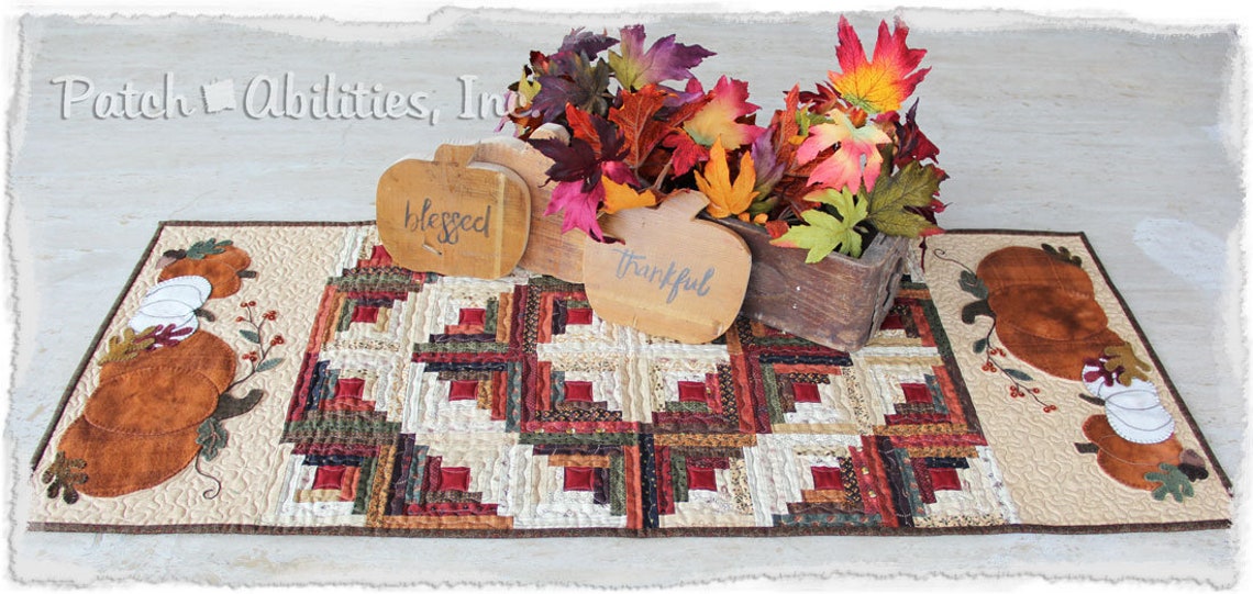 P166 Pumpkin Spice Table Runner Instant PDF Digital Download Sewing ...