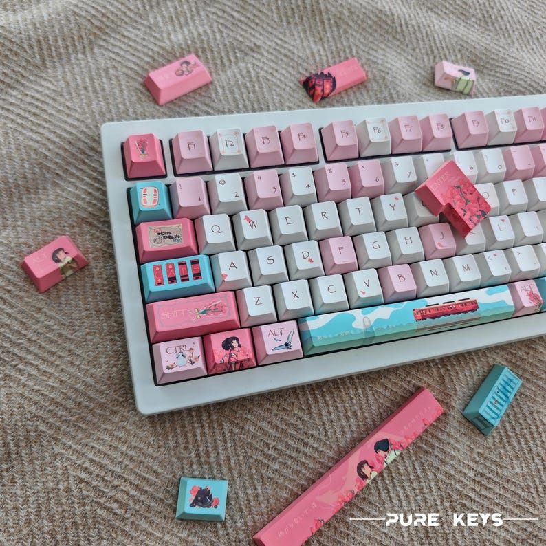Anime PBT Dye-sub Keycaps, Cherry Profile, Custom Japanese Studio ...