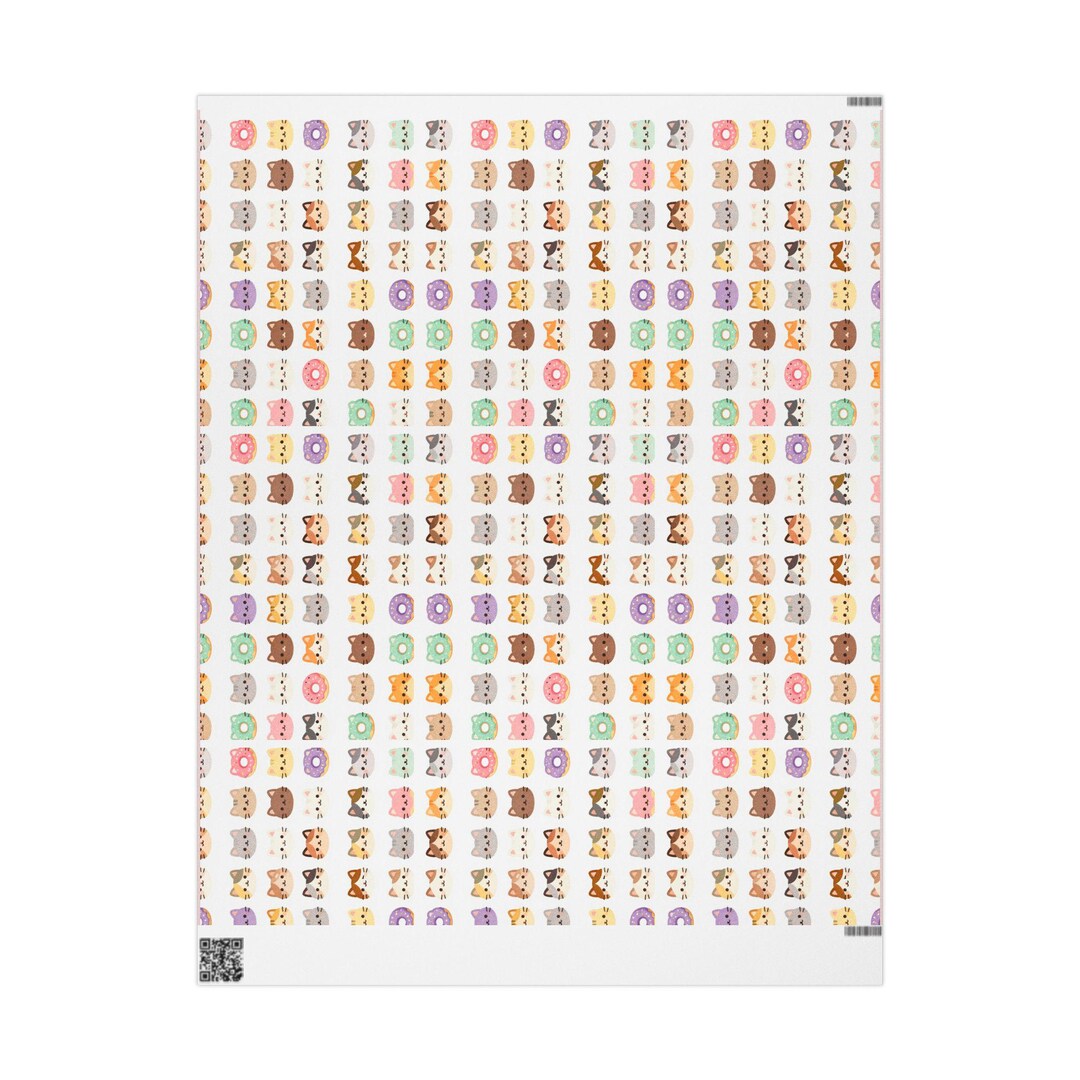 Kawaii Cat and Donut Wrapping Paper | Pastel Gift Wrap, Whimsical ...