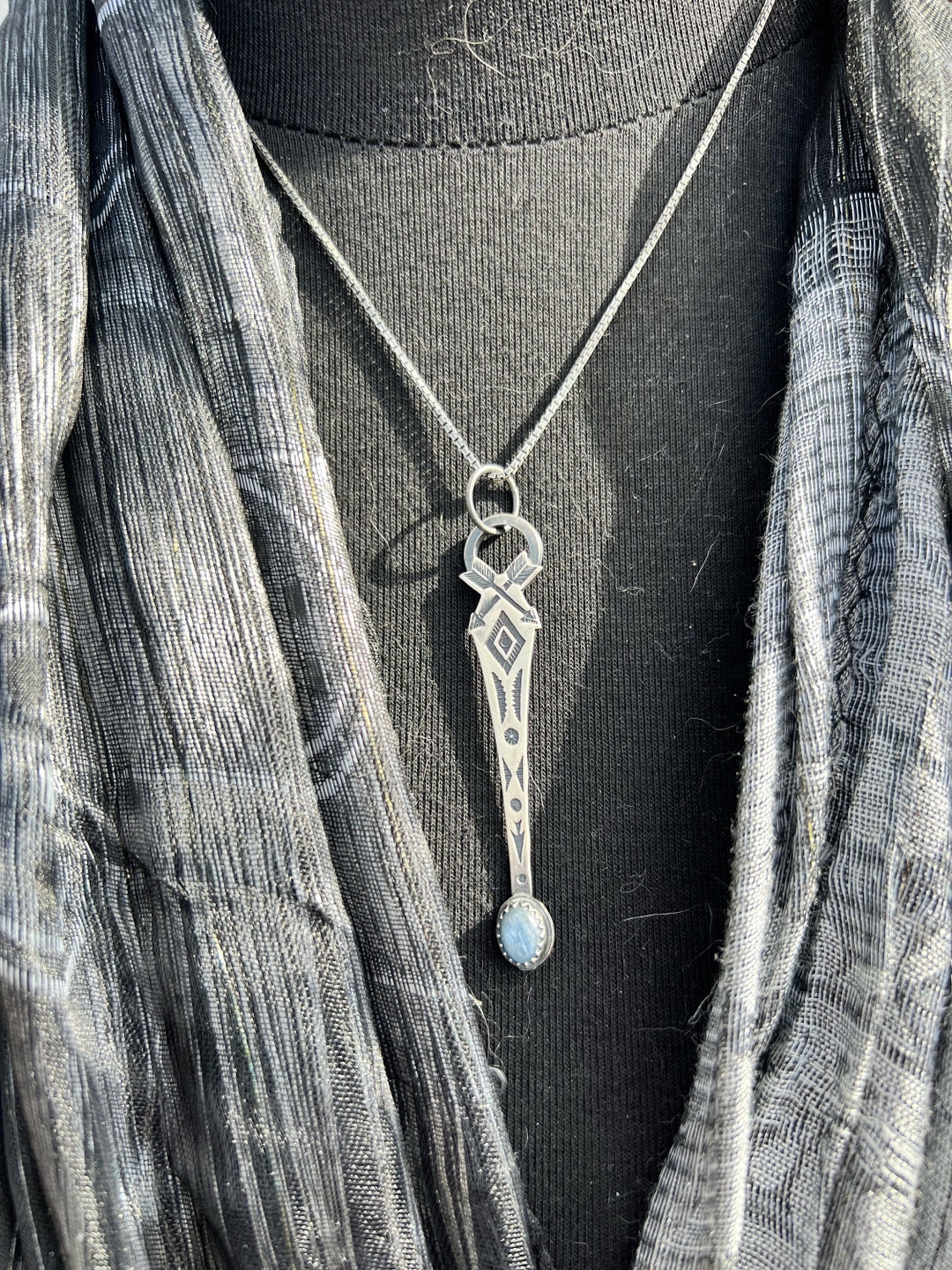 Native American Style Spoon Pendant Kyanite Necklace - Etsy