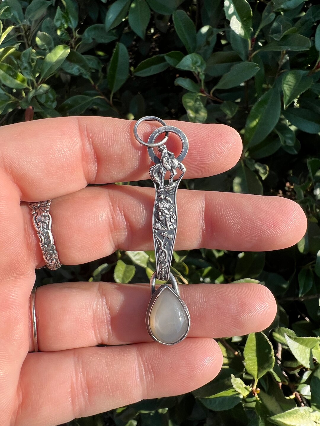 Native American Cowboy Spoon Pendant Moonstone - Etsy