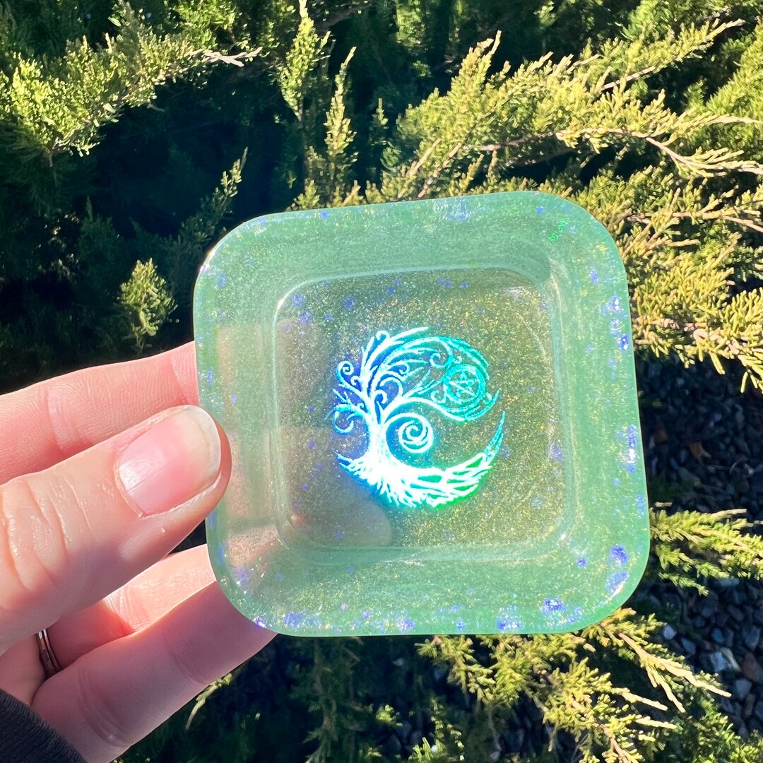 Green Tree Square Resin Trinket Tray - Etsy