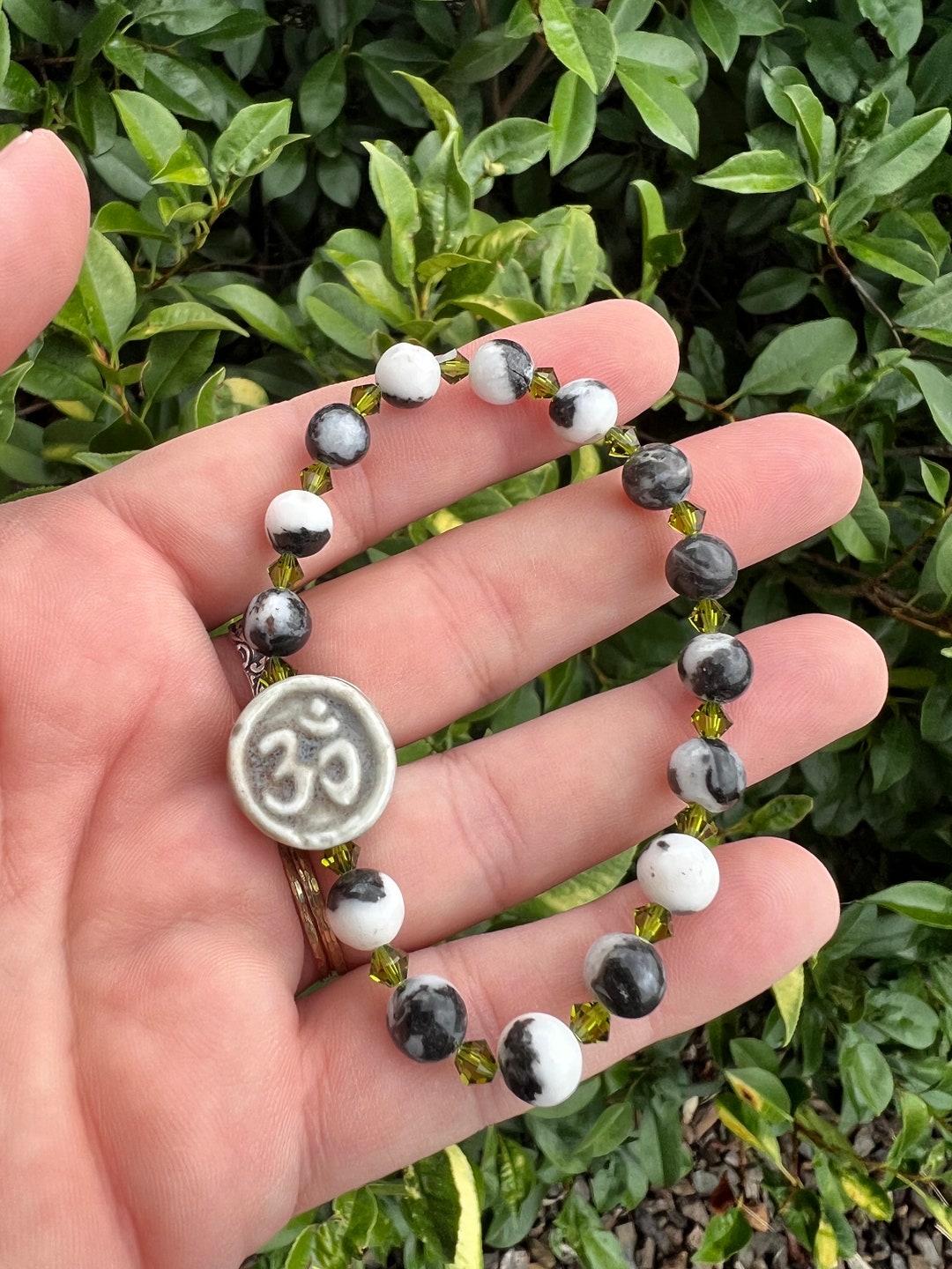 Ohm Crystal Gemstone Stretch Bracelet - Etsy