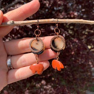 Tortoise Shell Red Jasper Bear Copper Drop Earrings - Etsy