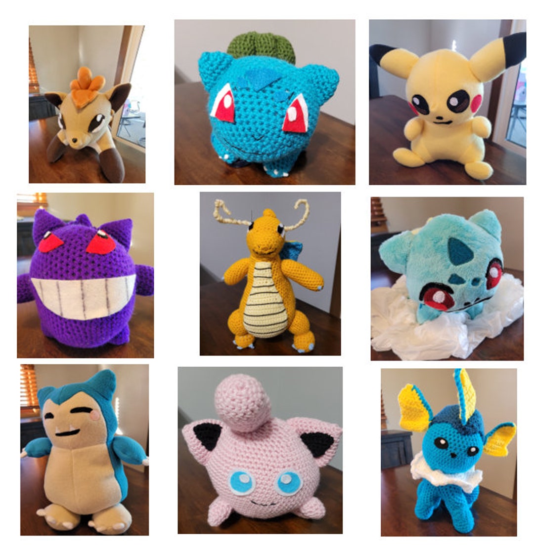 Handmade Pokémon Stuffed Animals / Crochet / Sewn / Pikachu / Bulbasaur ...