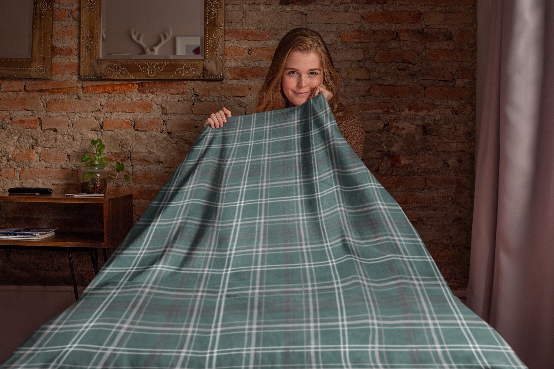 Forest Green Plaid Throw Sage Checkered Blanket Forest Green Throw ...