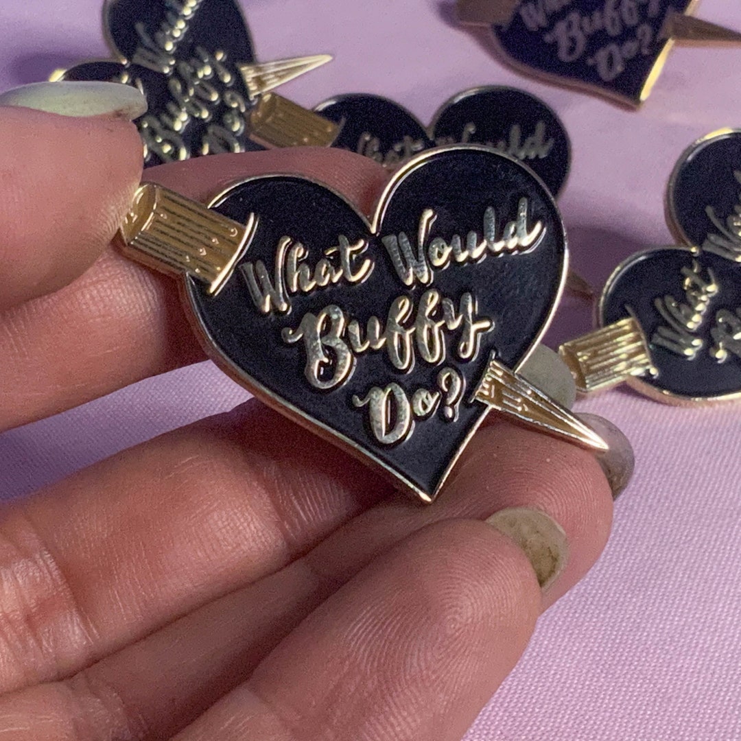 Vampire Slayer Enamel Pin | WWBD Black Heart, Goth Feminist Badge - Etsy