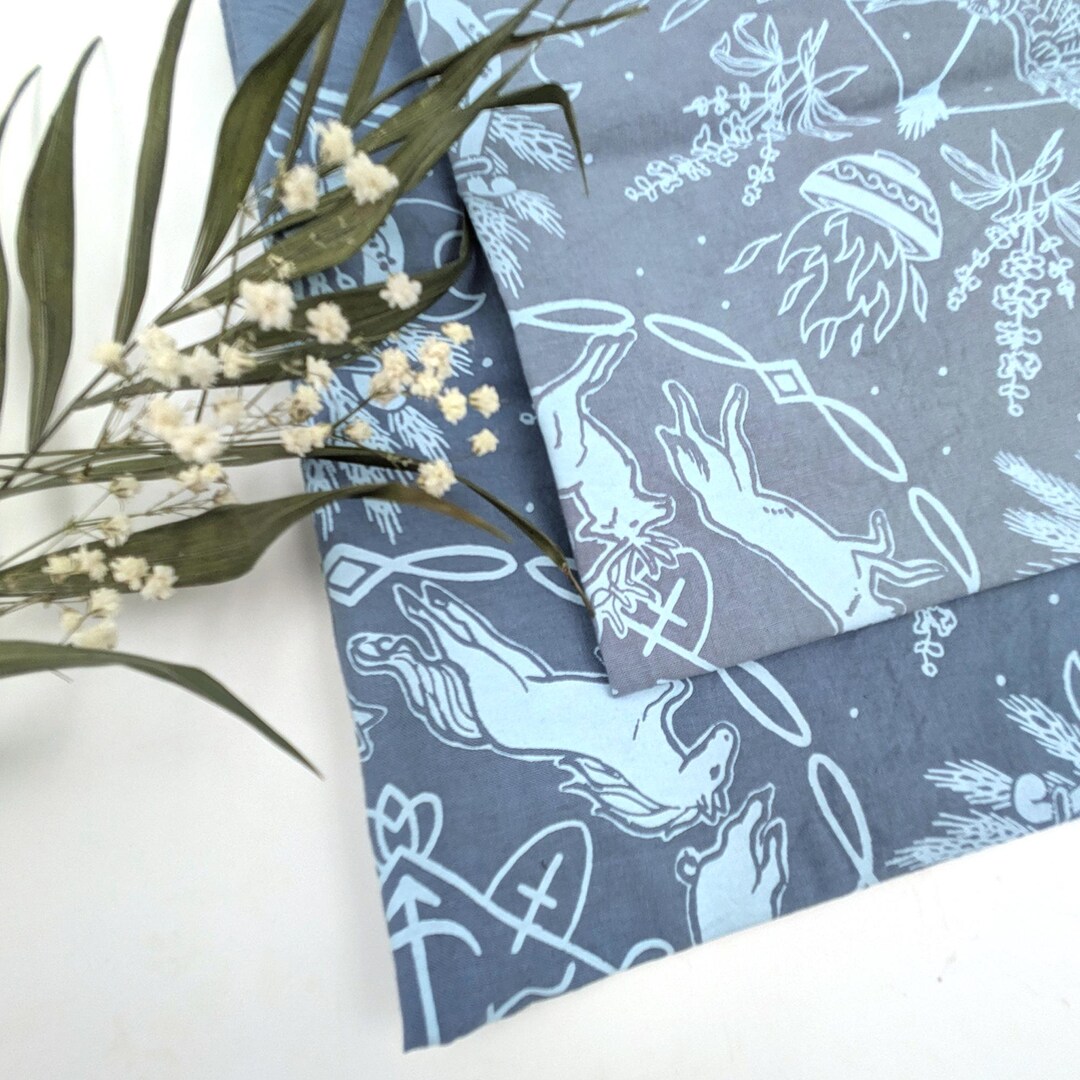 Blue Sacred Triad Goddess Elemental Cotton Scarf | Hand-printed Pure ...