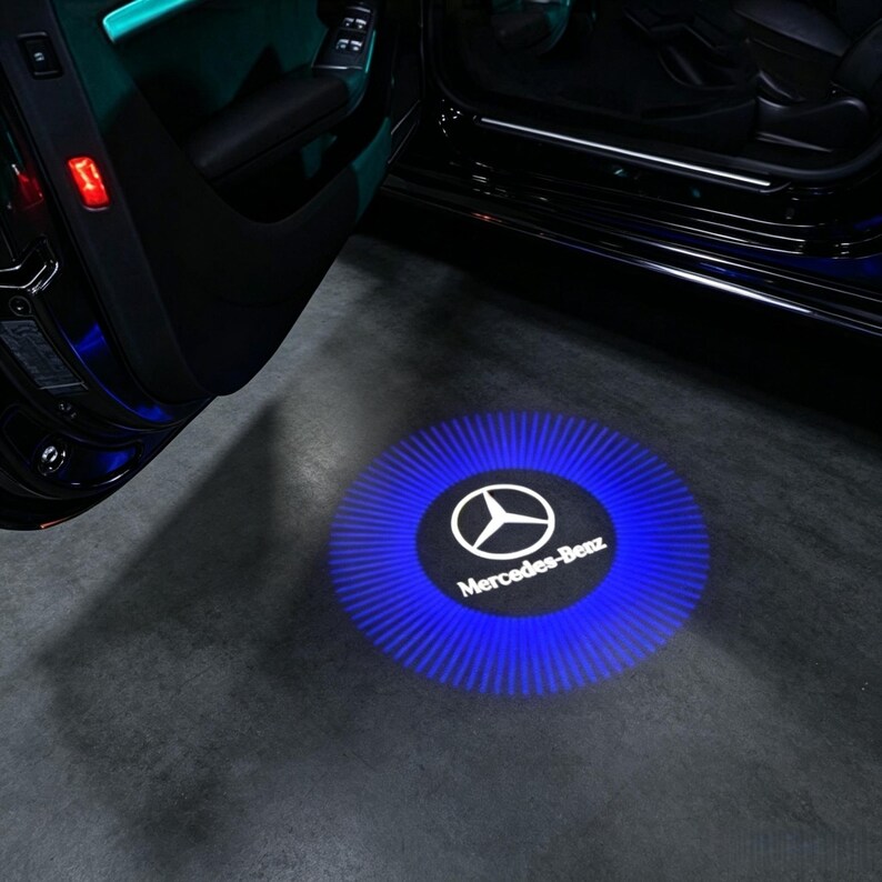 Mercedes Benz LED Door Shadow Lights Blue Radiant Ring Star Logo Puddle ...