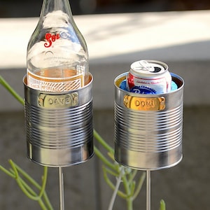Pair of Large Hobo Tin Can Beer Holders/ Bottle Holders/ Booze Holders ...