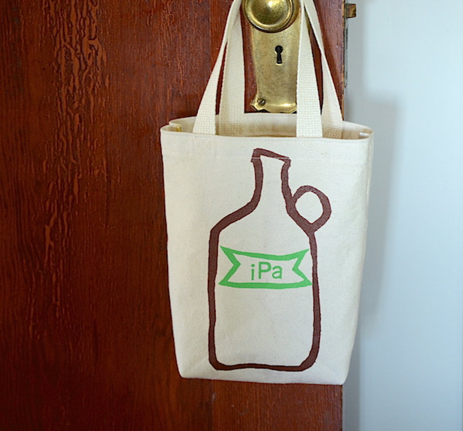 IPA Growler Bag, Screen Printed Canvas Tote, IPA Growler Tote, Beer ...