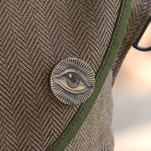 Eyes Buttons, Lapel Pins, Handmade Wooden Eye Art Badges, Pinback ...