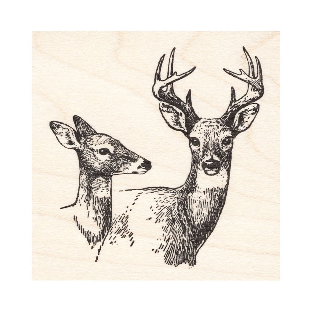 Deer Couple 1770I Doe & Buck Rubber Stamp Unmounted, Cling, Mounted ...