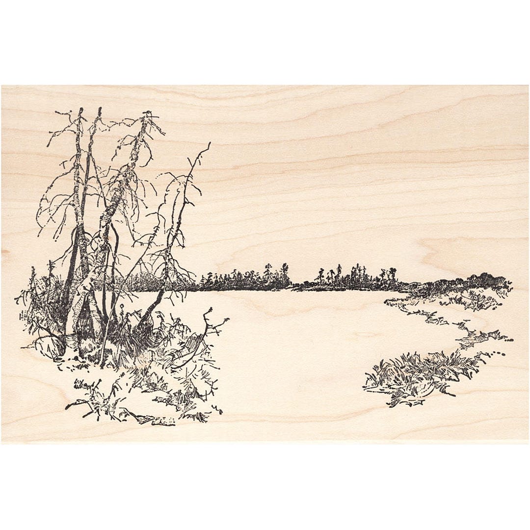 Large Lake Scene 1280S Beeswax Rubber Stamps Unmounted, Cling, Mounted ...