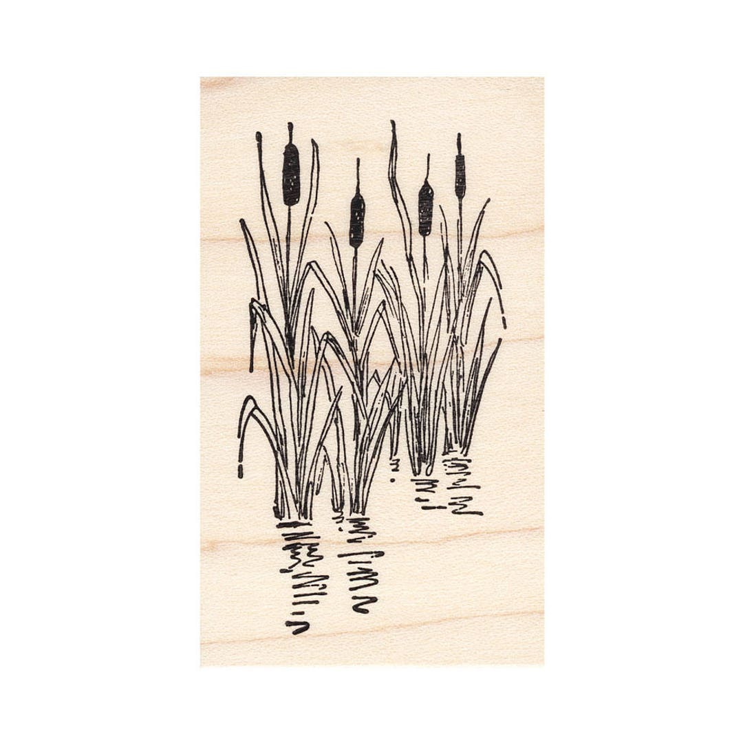 Cattails in Pond 1352G Beeswax Rubber Stamps Unmounted, Cling, Mounted ...
