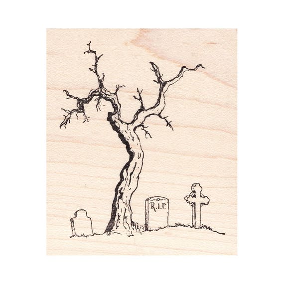 Cemetery 1558J Graveyard Rubber Stamp Halloween Stamping - Etsy