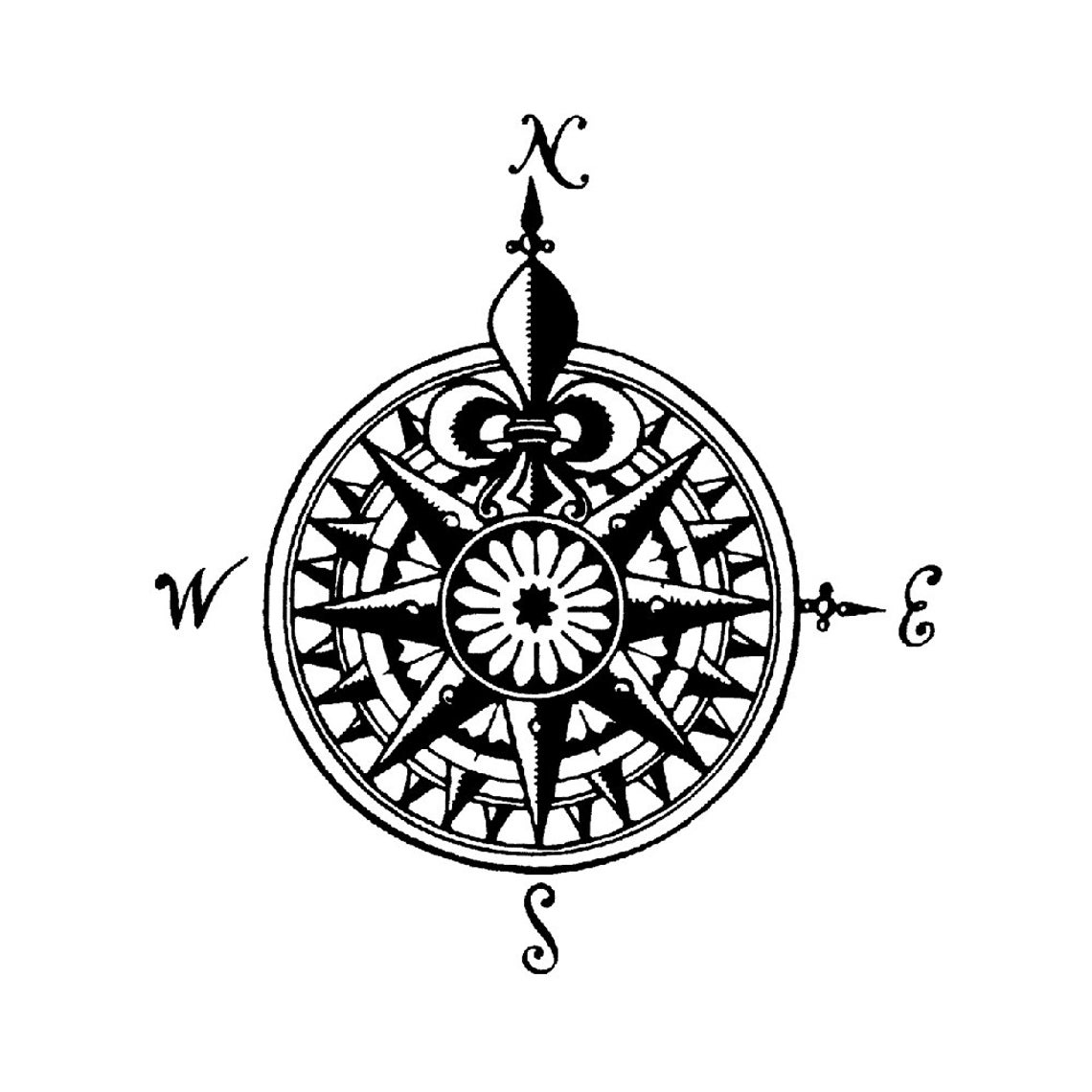 Fancy Map Compass Rose 892K Beeswax Rubber Stamps Unmounted - Etsy