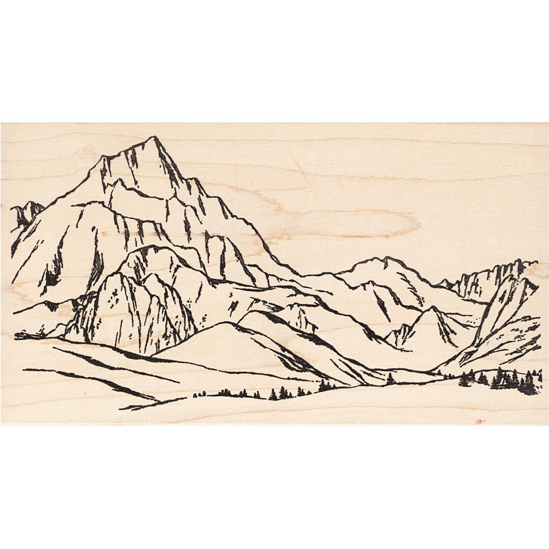 Large Mountains 756R Mountain Rubber Stamp, Scenic, Landscape Stamping ...