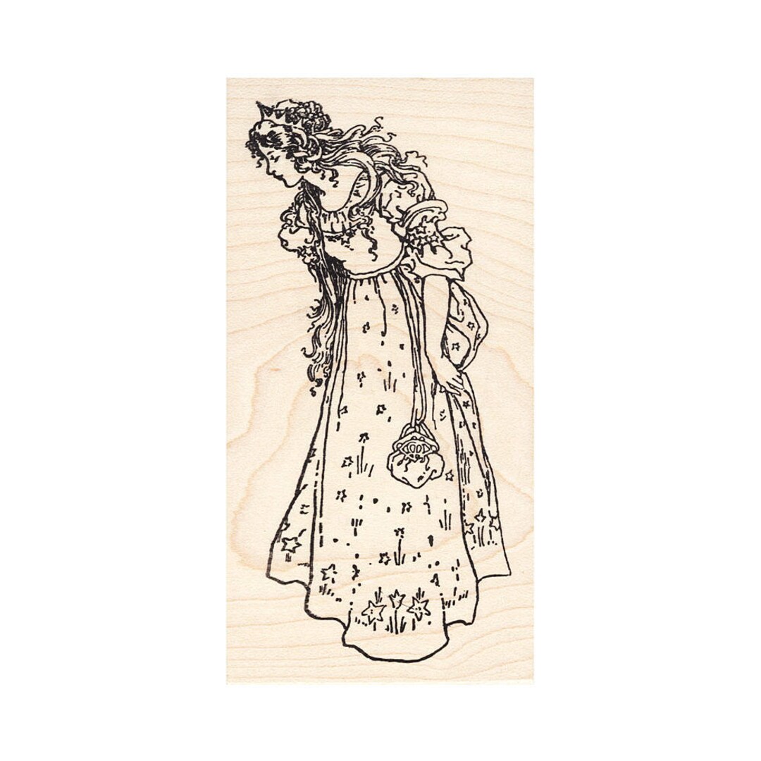 Leaning Princess Large 488K Beeswax Rubber Stamps Unmounted, Cling ...