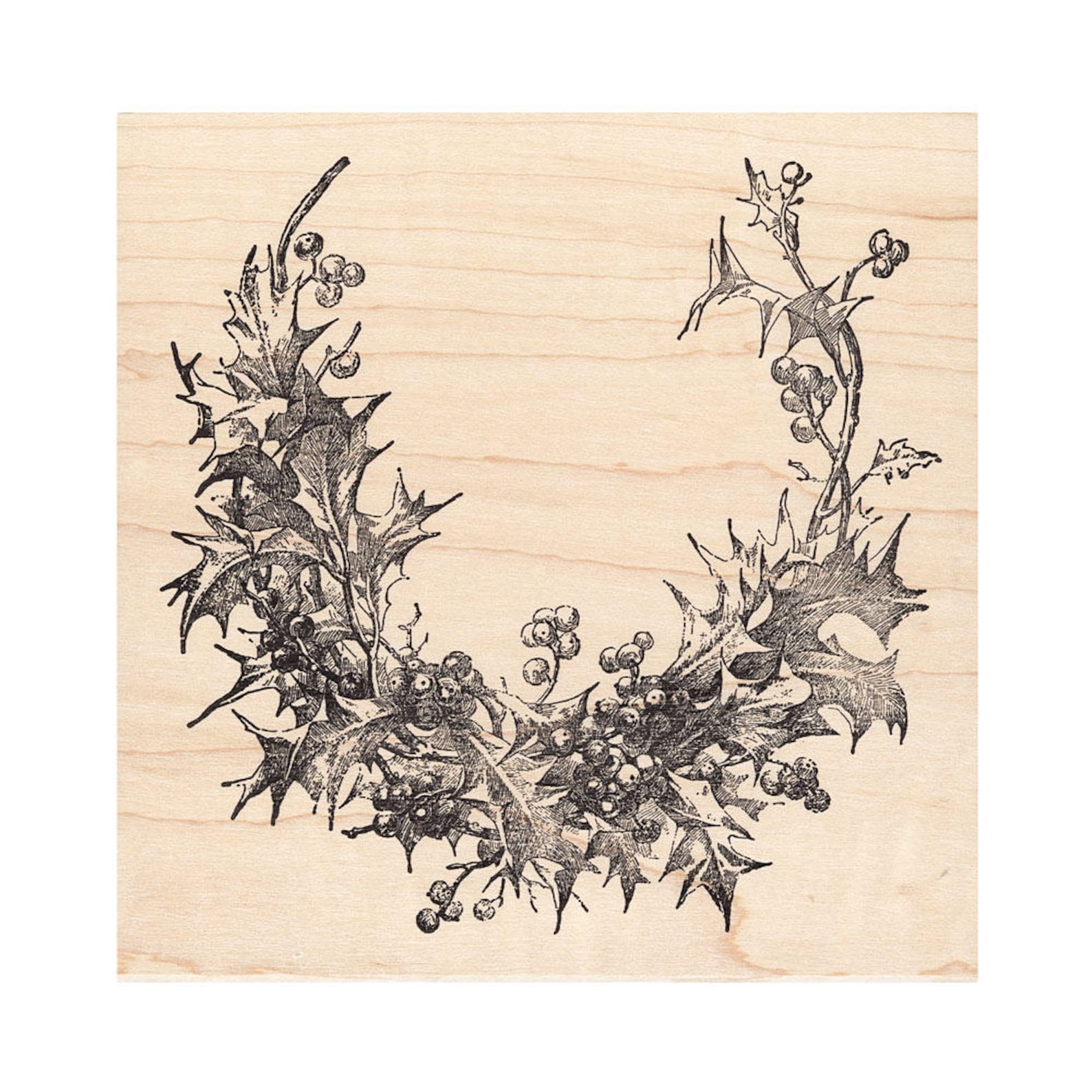Large Holly Bough 1170P Beeswax Rubber Stamps Unmounted - Etsy