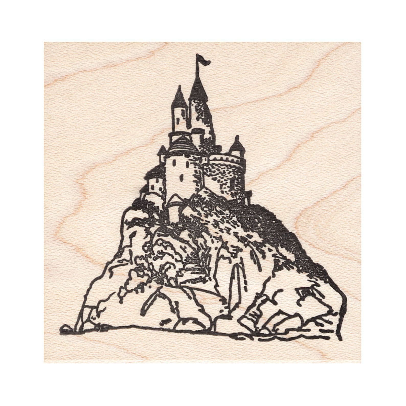 Tall Castle on Hill 908H Beeswax Rubber Stamps Architecture | Etsy
