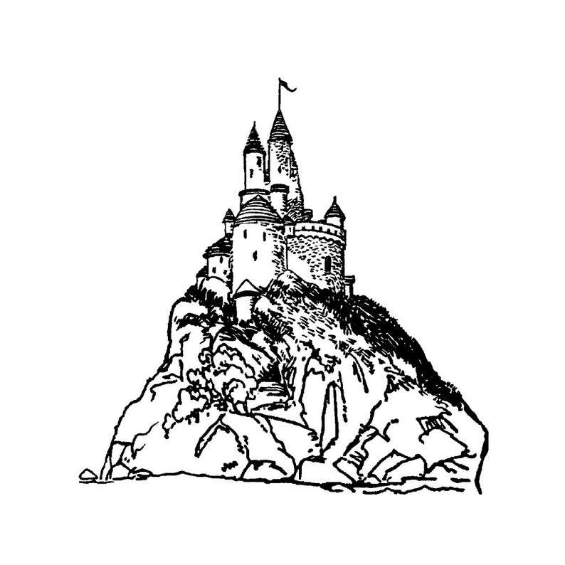 Tall Castle on Hill 908H Beeswax Rubber Stamps Architecture | Etsy