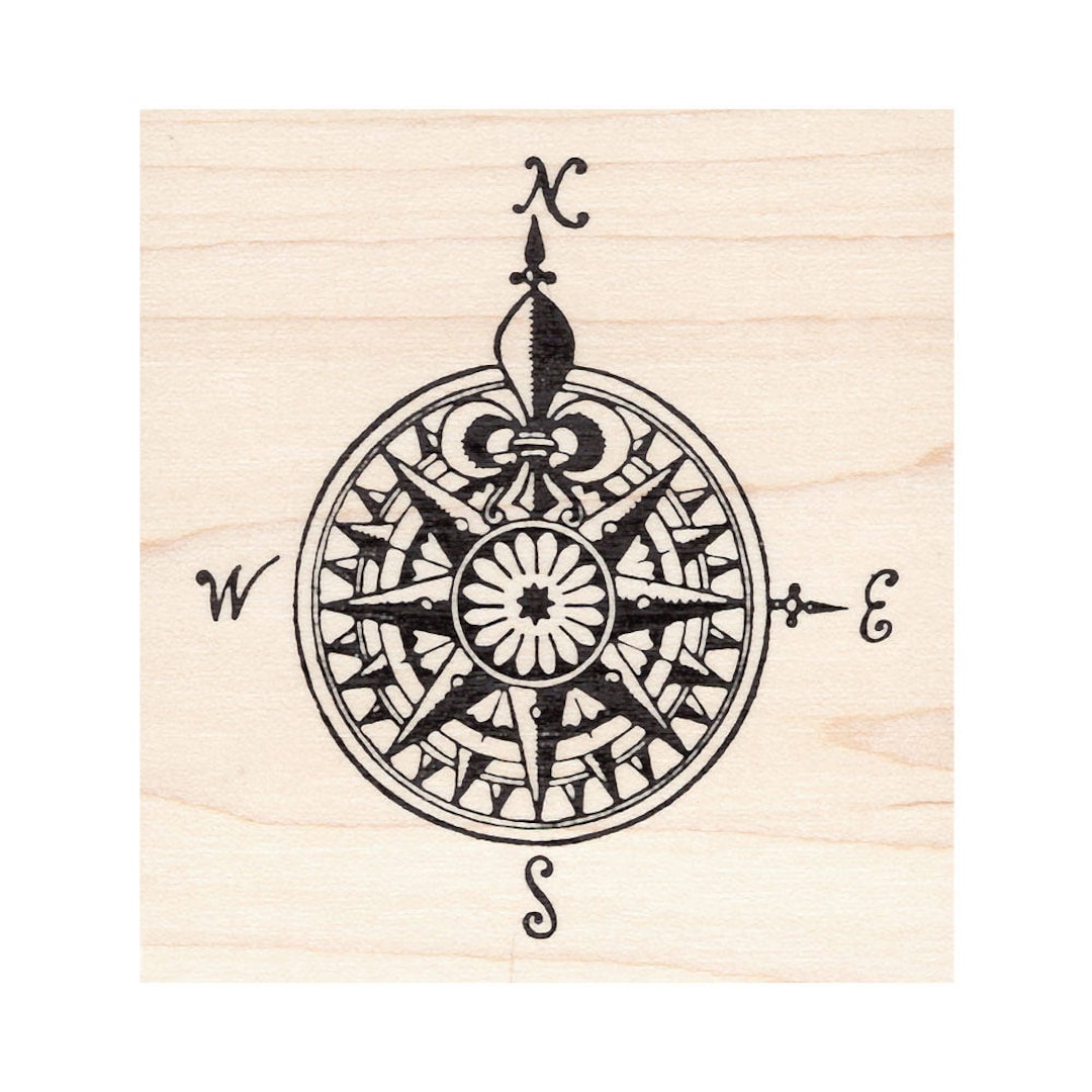 Fancy Map Compass Rose 892K Beeswax Rubber Stamps Unmounted, Cling ...
