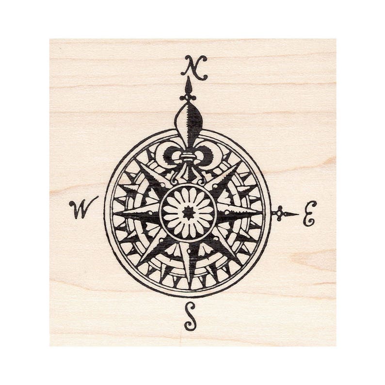 Fancy Map Compass Rose 892K Beeswax Rubber Stamps Unmounted - Etsy